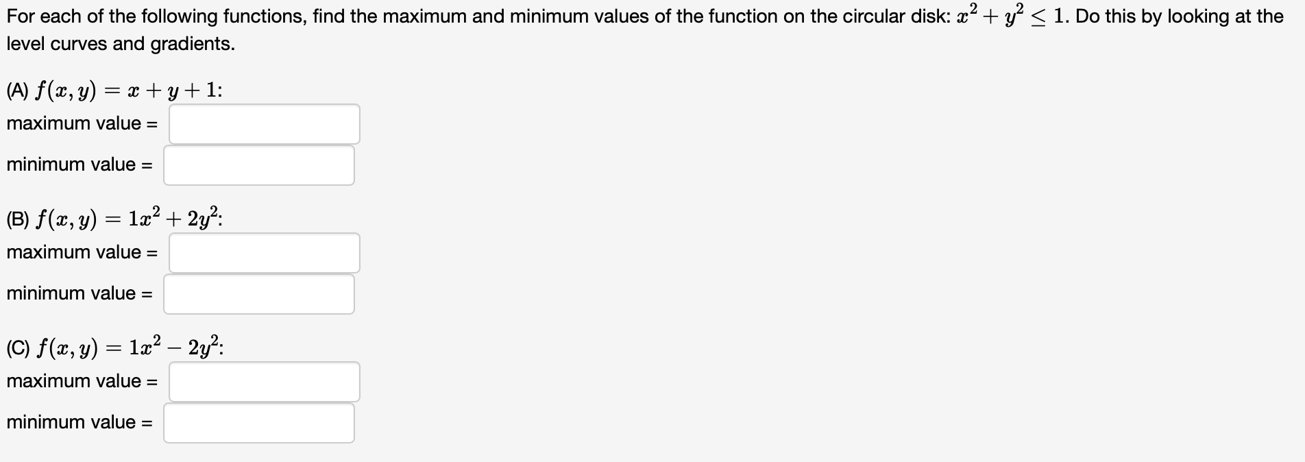 Solved For each of the following functions, find the maximum | Chegg.com
