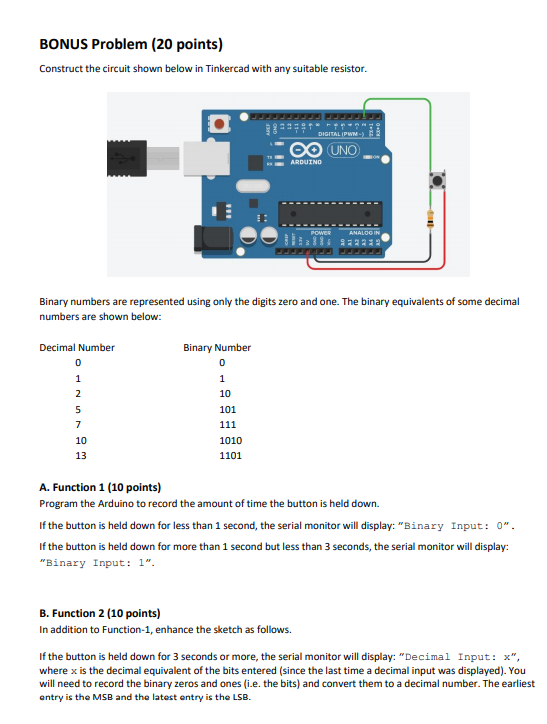 Solved BONUS Problem (20 points) Construct the circuit shown | Chegg.com