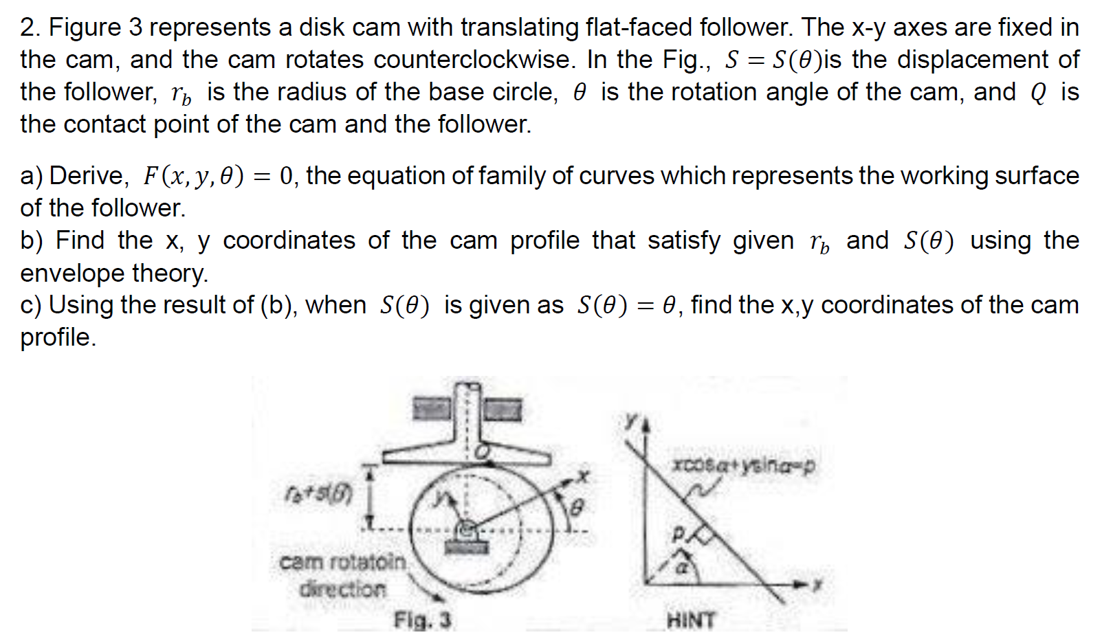 2. Figure 3 represents a disk cam with translating | Chegg.com