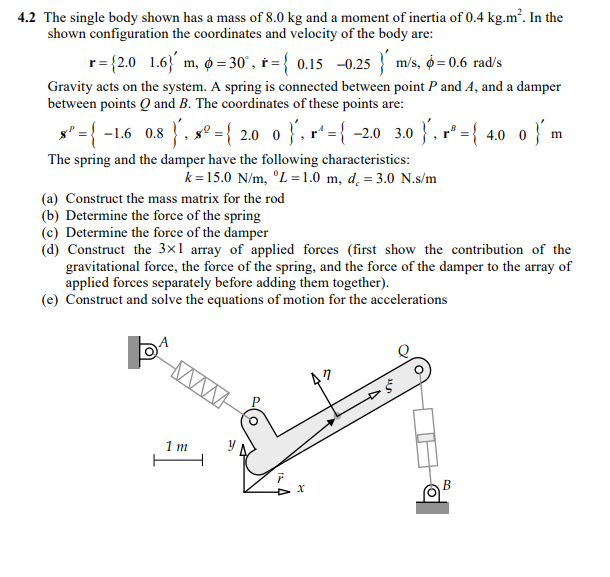 Solved 2 The single body shown has a mass of 8.0 kg and a | Chegg.com