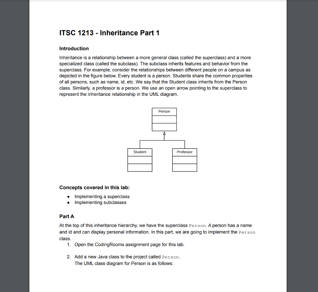 Solved Inheritance Part 1 *** Note: Please answer all parts | Chegg.com