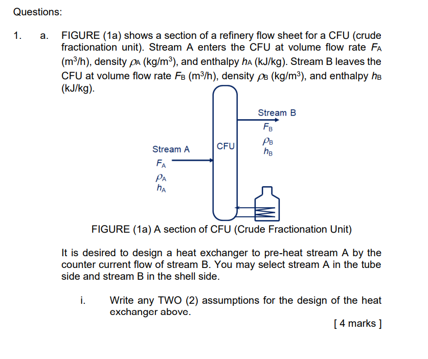 Solved a. FIGURE (1a) shows a section of a refinery flow | Chegg.com