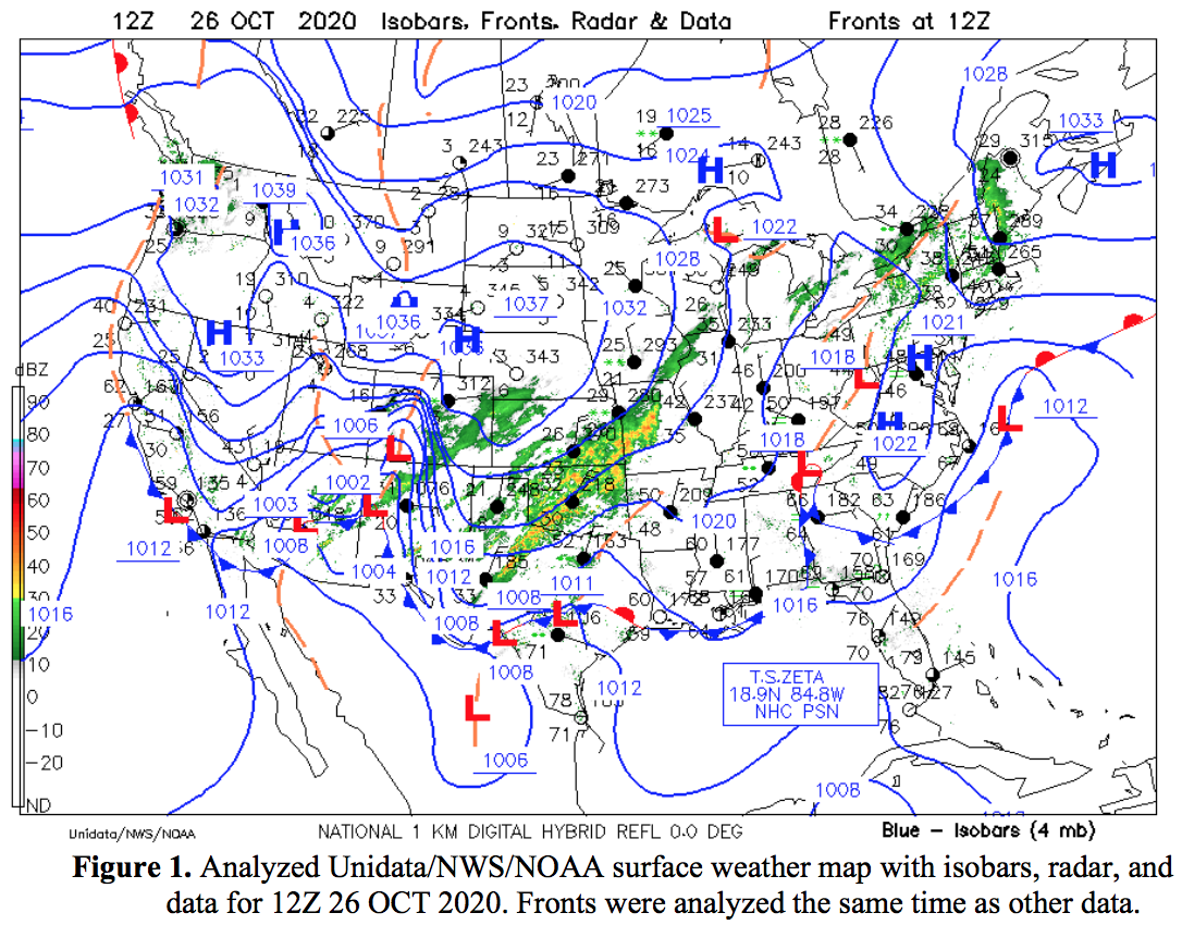 Solved 12Z 26 OCT 2020 Isobars, Fronts. Radar & Data Fronts | Chegg.com