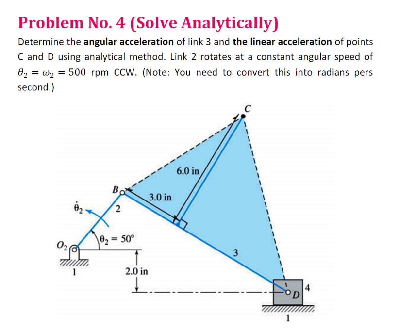 Solved Determine the angular acceleration of link 3 and the | Chegg.com