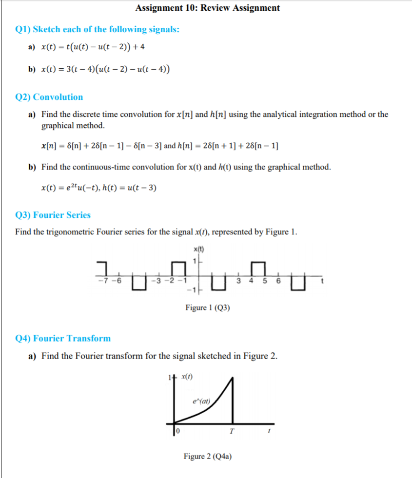 Solved Assignment 10: Review Assignment Q1) Sketch each of | Chegg.com