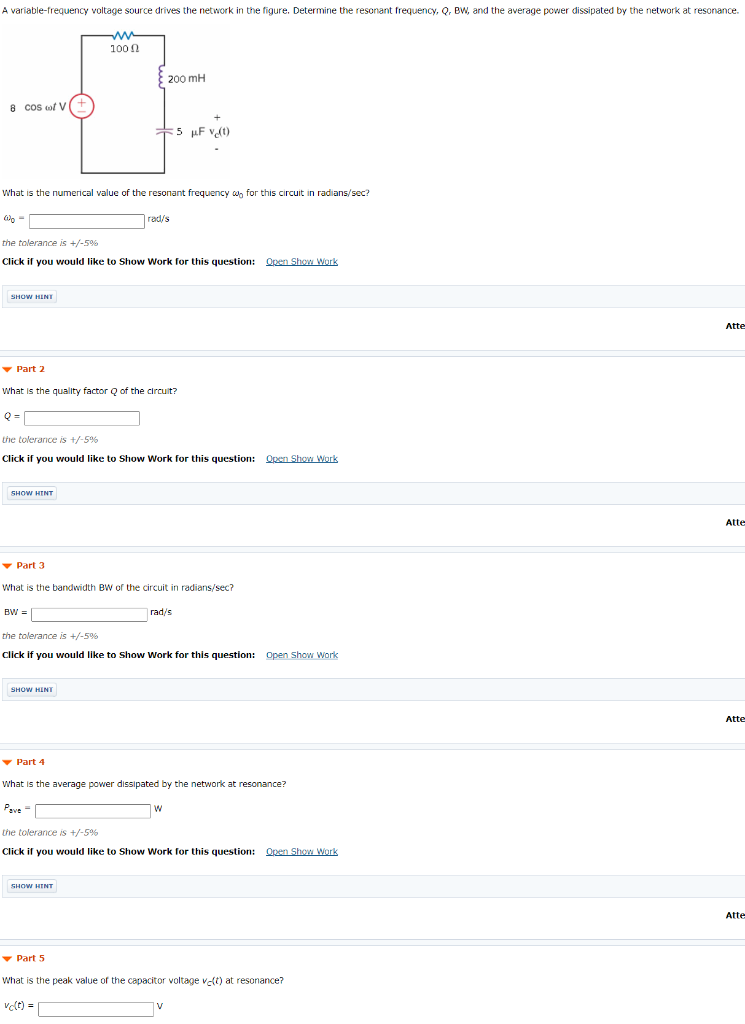 Solved A variable-frequency voltage source drives the | Chegg.com