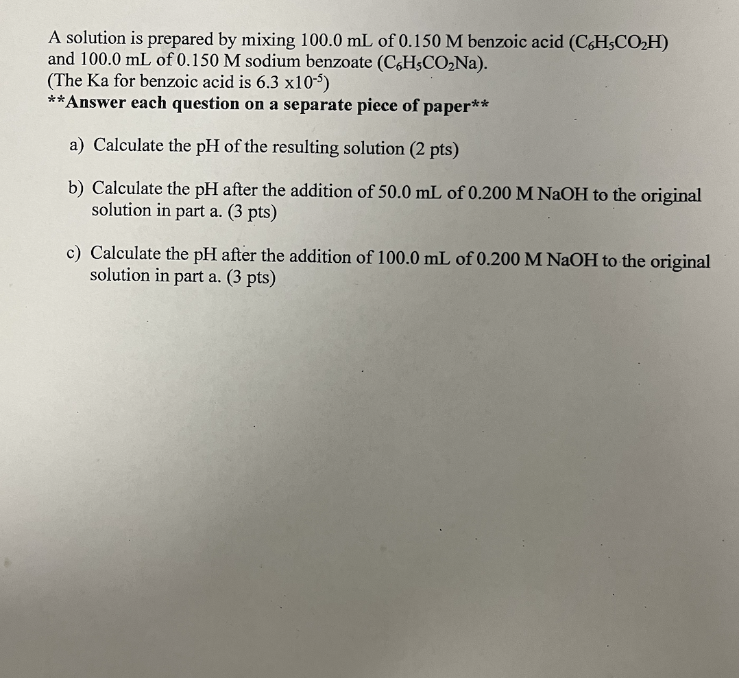Solved A solution is prepared by mixing 100.0mL ﻿of 0.150M | Chegg.com