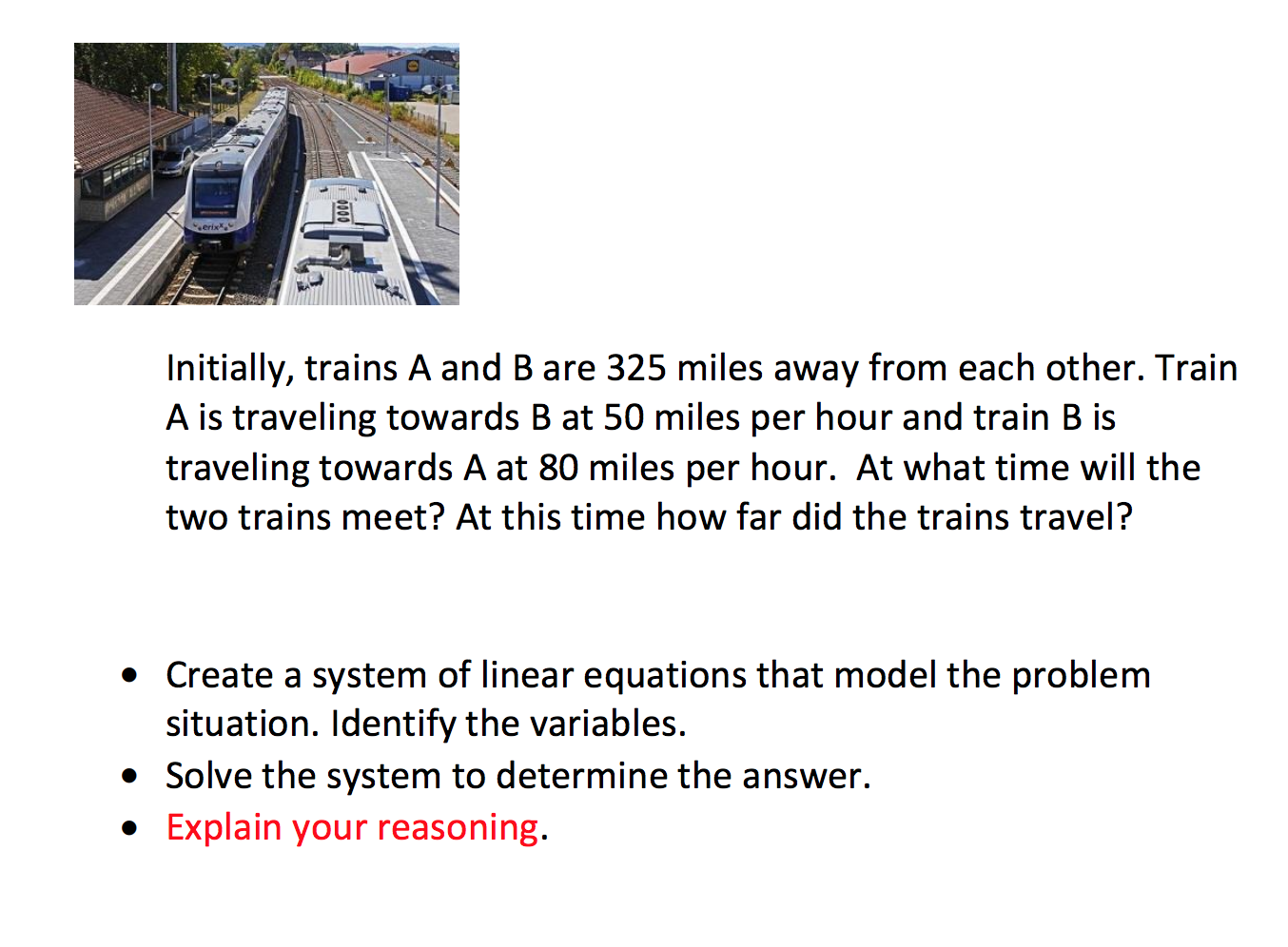 Solved erixx Initially, trains A and B are 325 miles away | Chegg.com
