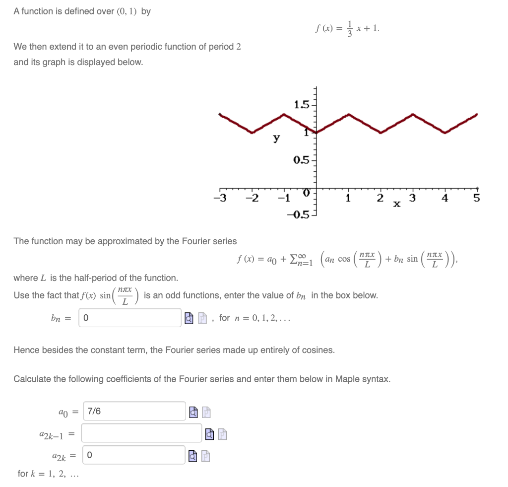 Solved A function is defined over (0, 1) by f (x) = x + 1. | Chegg.com