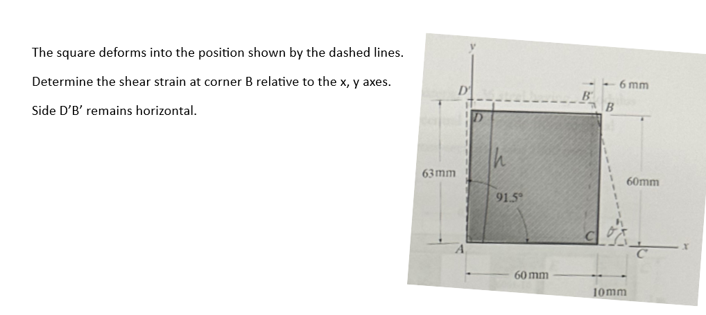 Solved The square deforms into the position shown by the | Chegg.com