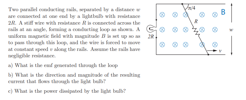 Solved /4 Vol4 B R W Two parallel conducting rails, | Chegg.com