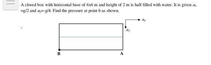 Solved = A closed box with horizontal base of 6x6 m and | Chegg.com