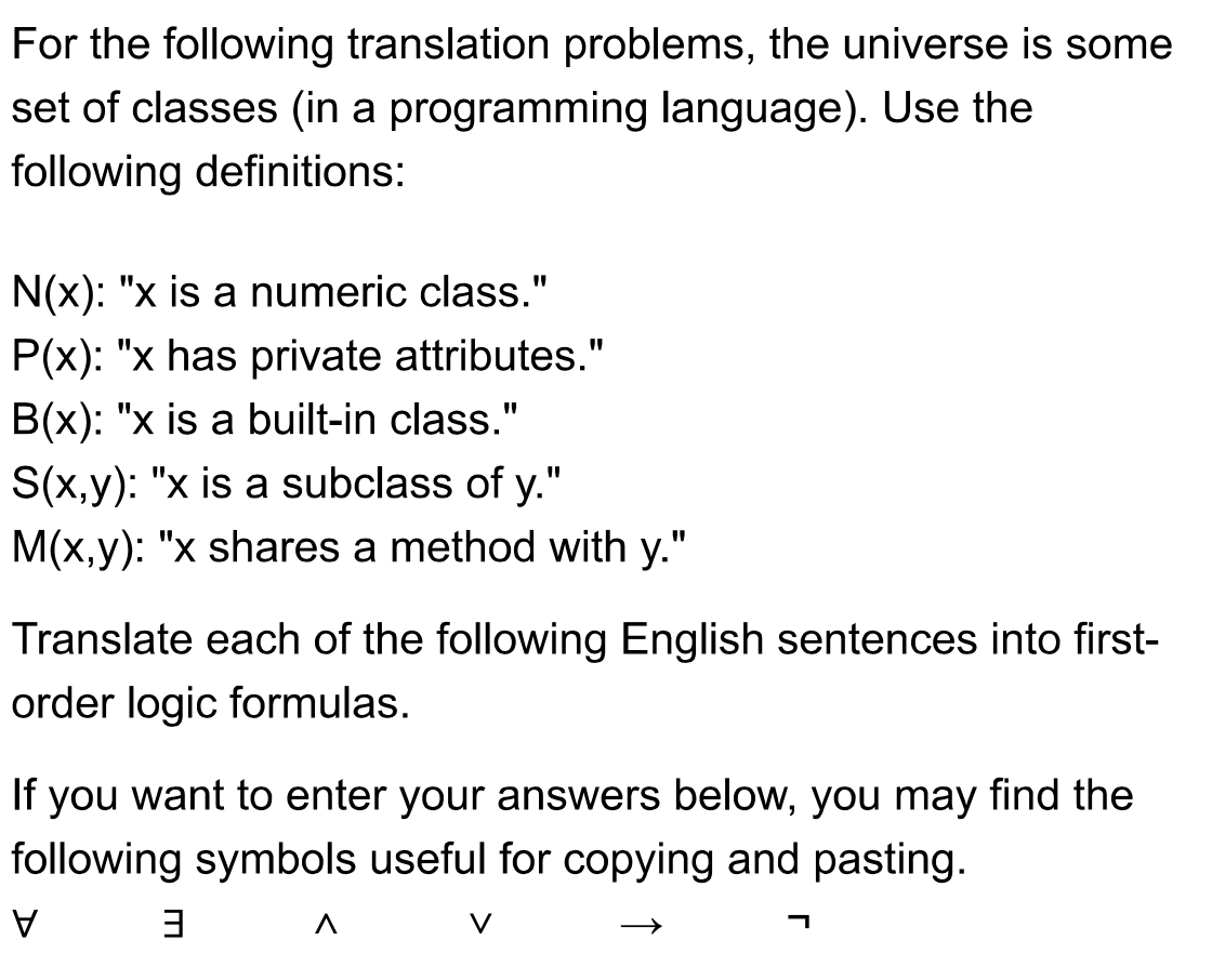 Solved For the following translation problems, the universe | Chegg.com