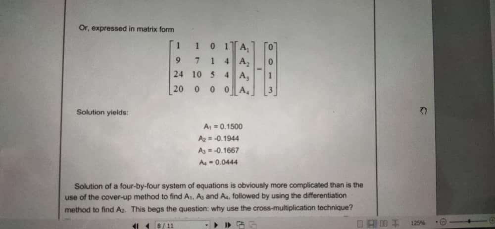 Solved Or, expressed in matrix form 1 1 0 17 9. 7 1 4A 24 10 | Chegg.com