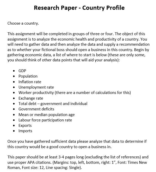 Solved Choose a country. This assignment will be completed | Chegg.com