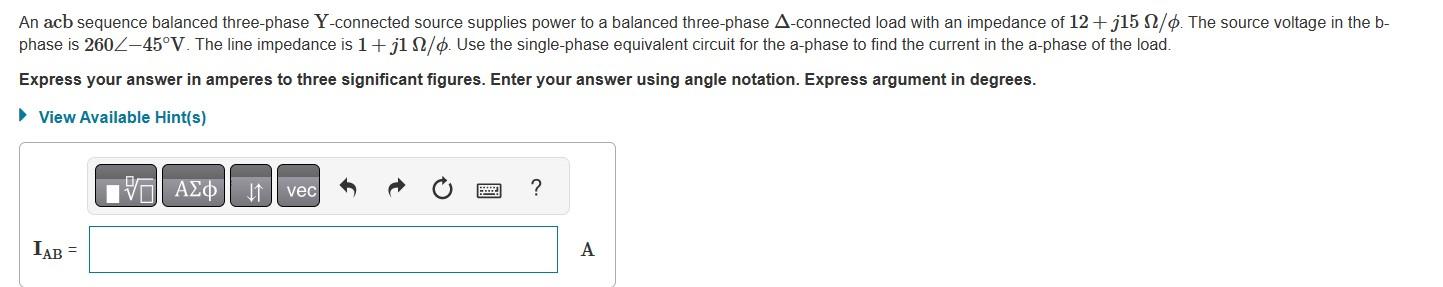 Solved An acb sequence balanced three-phase Y-connected | Chegg.com