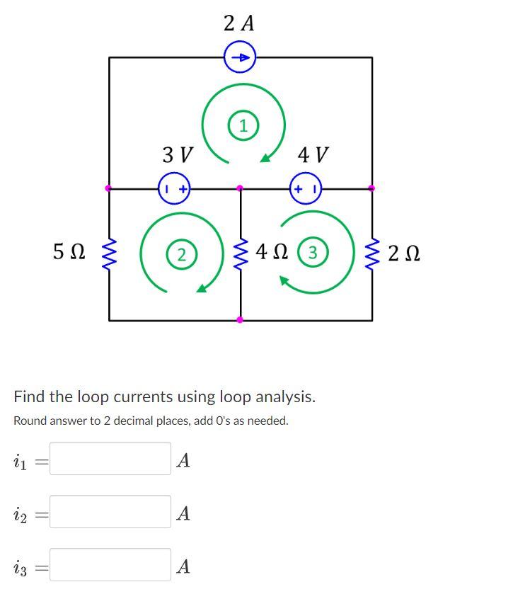 Solved Find The Loop Currents Using Loop Analysis Round 7061