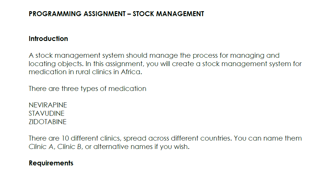 PROGRAMMING ASSIGNMENT - STOCK MANAGEMENT | Chegg.com
