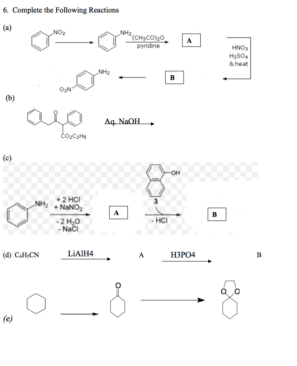 Solved 6. Complete the Following Reactions NO2 NH2 | Chegg.com