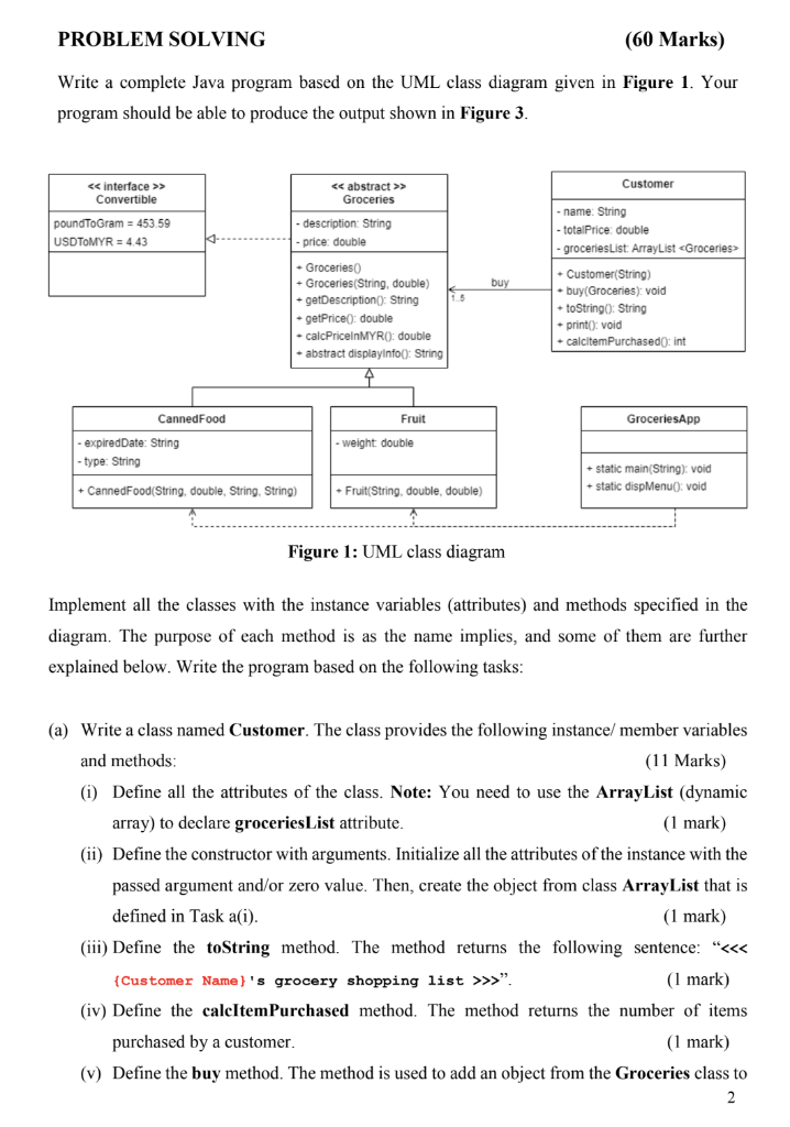 Solved Problem Solving 60 Marks Write A Complete Java 8465