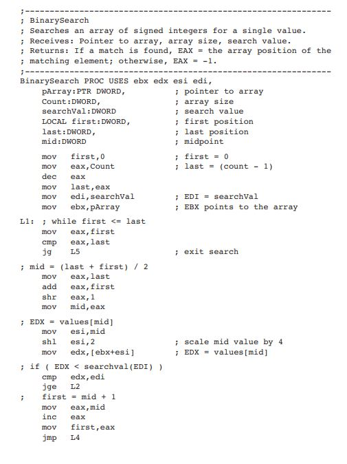 Solved Binary Search Rewrite binary search procedure shown | Chegg.com