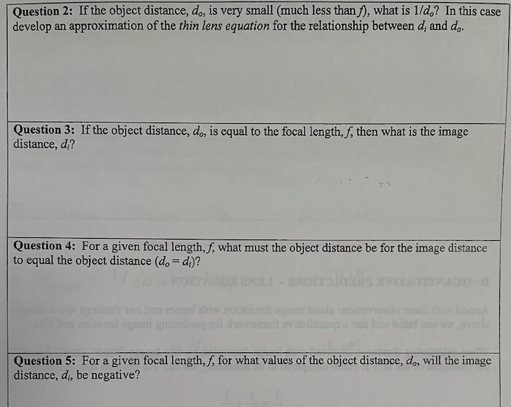 Solved Question 2: If the object distance, do, is very small | Chegg.com