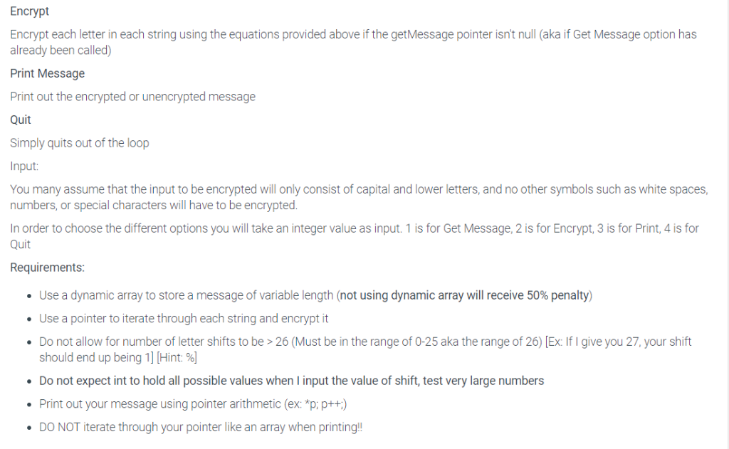 Solved Encryption using Pointers and Dynamic Arrays | Chegg.com