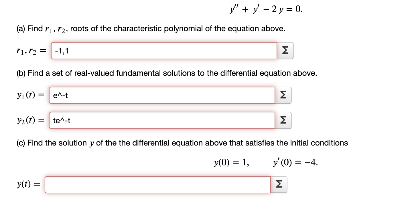 Solved (c) ﻿Find the solution y ﻿of the the differential | Chegg.com