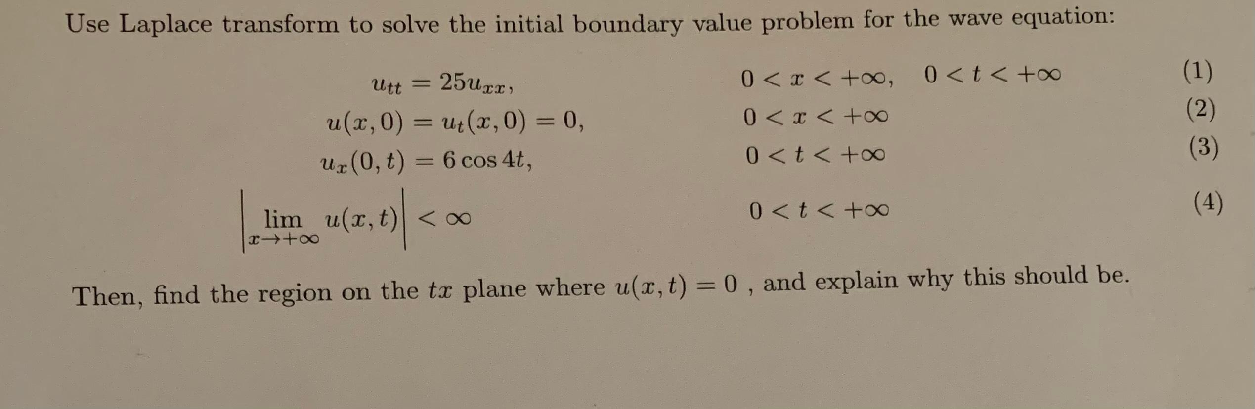 Solved Use Laplace transform to solve the initial boundary | Chegg.com