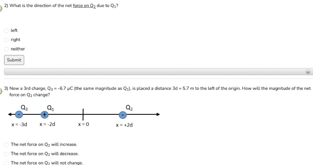 Solved A charge Q1=+6.7μC is fixed along the x-axis at a | Chegg.com