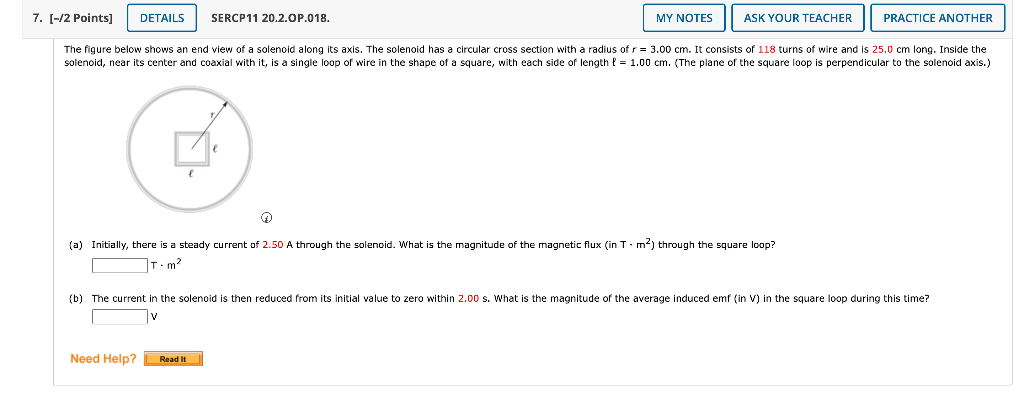Solved The Figure Below Shows An End View Of A Solenoid