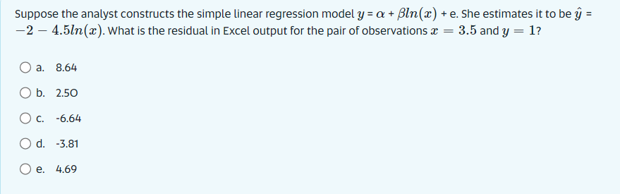 Solved Suppose the analyst constructs the simple linear | Chegg.com