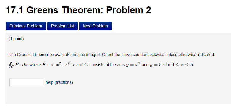 Solved 17.1 Greens Theorem: Problem 2 Previous Problem | Chegg.com