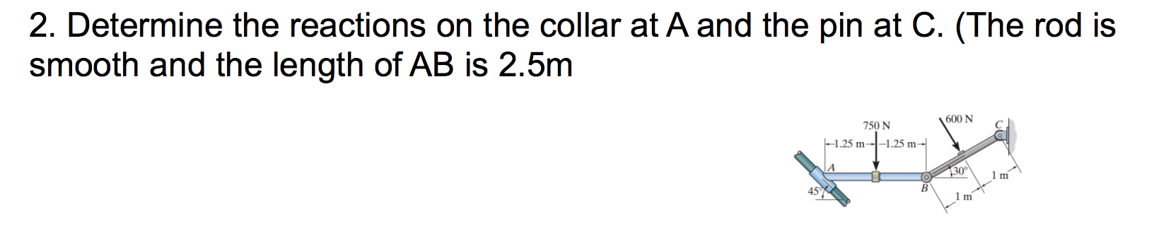 Solved 2 Determine The Reactions On The Collar At A And The