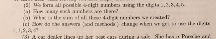 Solved We form all possible 4-digit numbers using the digits | Chegg.com