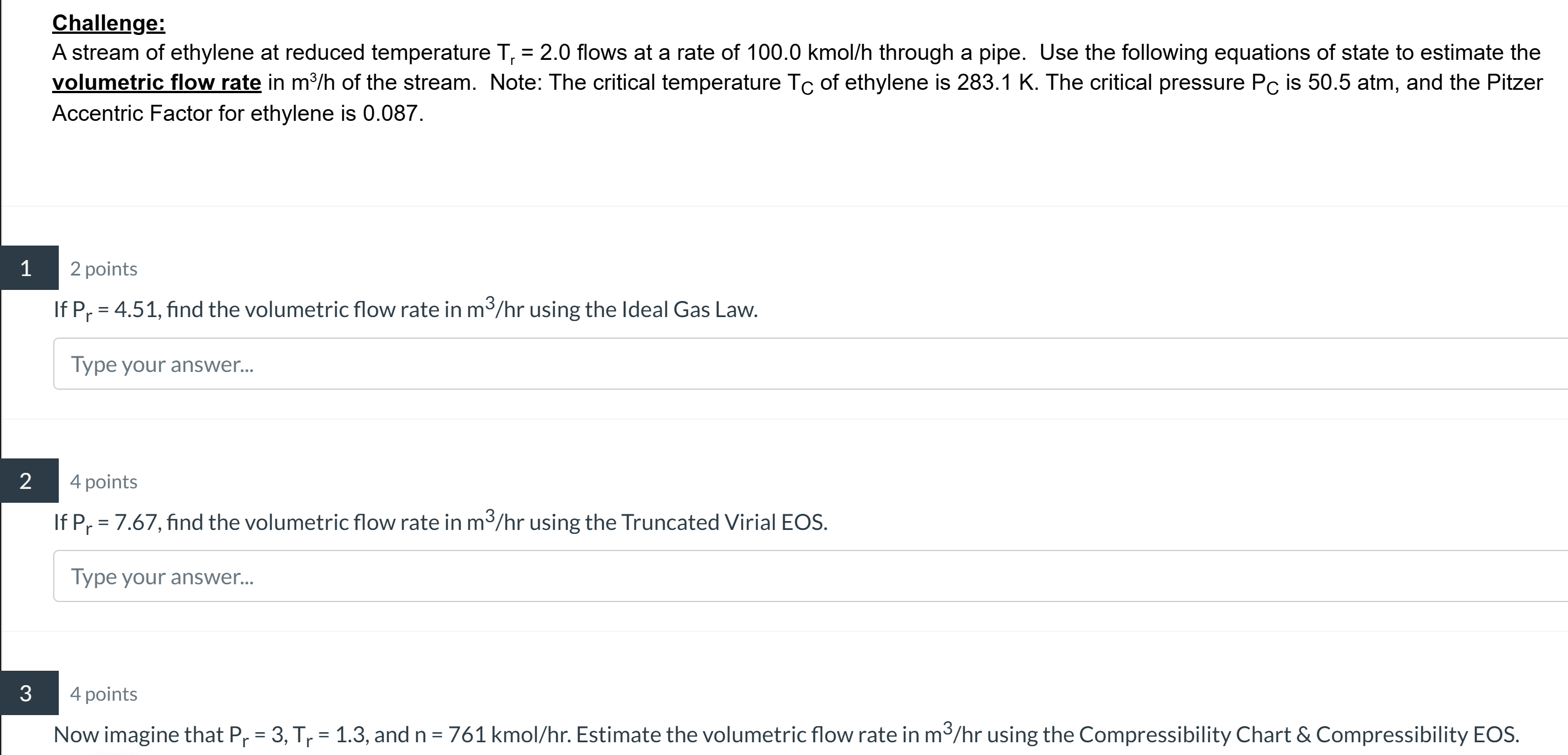 Solved Challenge:A stream of ﻿ethylene at ﻿reduced | Chegg.com