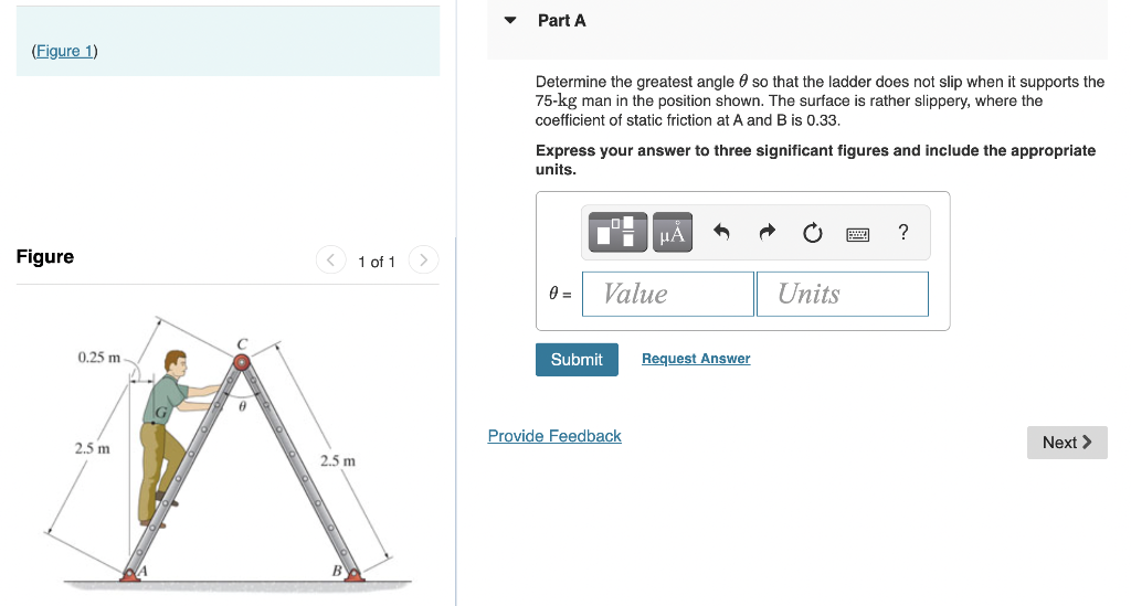Solved Determine the greatest angle θ so that the ladder | Chegg.com