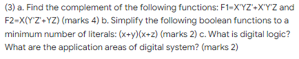 Solved (3) a. Find the complement of the following | Chegg.com