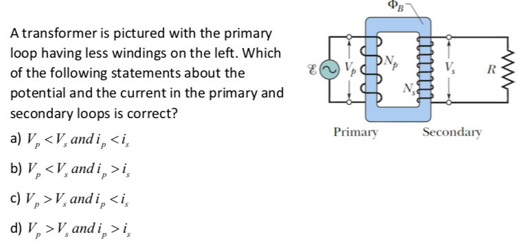 Solved ՀՆԱ- A transformer is pictured with the primary loop | Chegg.com
