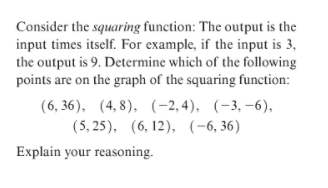 Solved Consider the squaring function: The output is the | Chegg.com