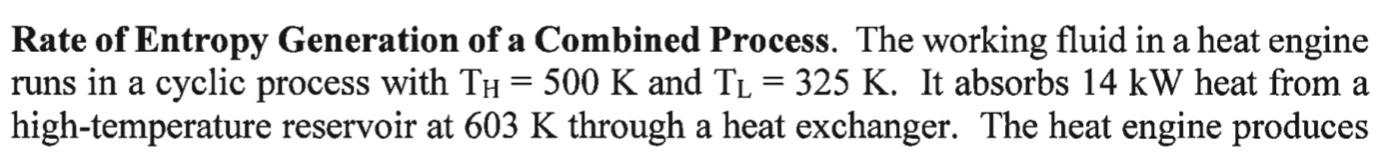 Solved Rate of Entropy Generation of a Combined Process. The | Chegg.com