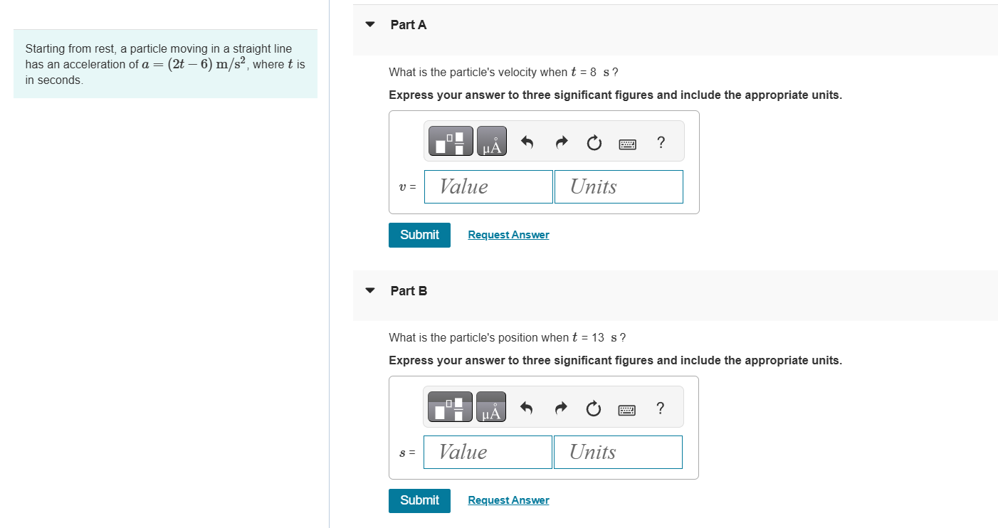 Solved Part AStarting from rest, a particle moving in a | Chegg.com
