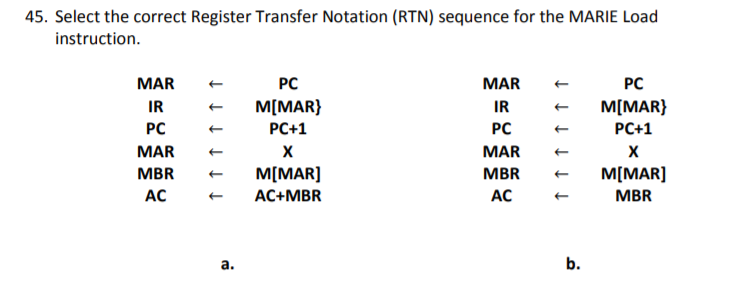 45. Select the correct Register Transfer Notation | Chegg.com