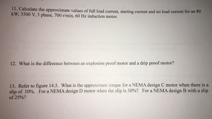 Solved Calculate the approximate values of full load | Chegg.com