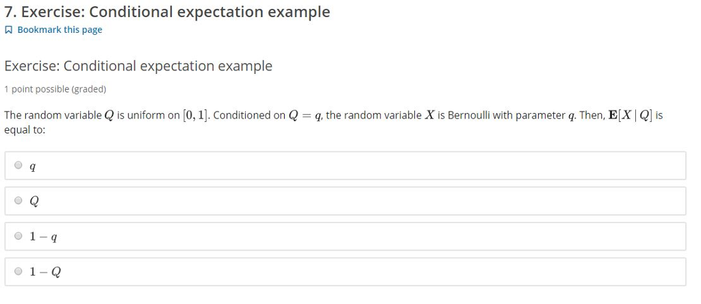 Solved 7. Exercise: Conditional expectation example Bookmark | Chegg.com
