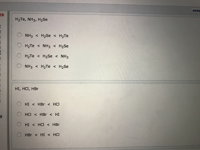 Solved Order the following groups of acids from the weakest | Chegg.com