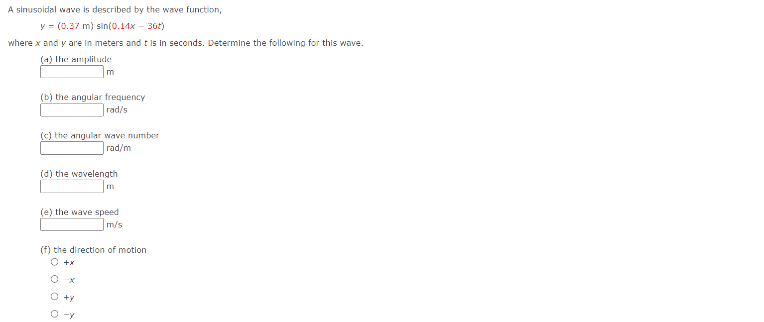 Solved inusoidal wave is described by the wave function, | Chegg.com