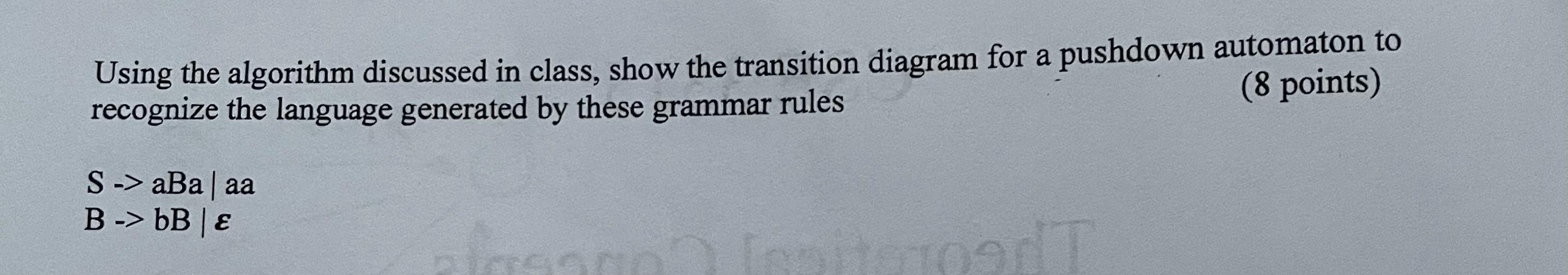 Solved Using the algorithm discussed in class, show the | Chegg.com