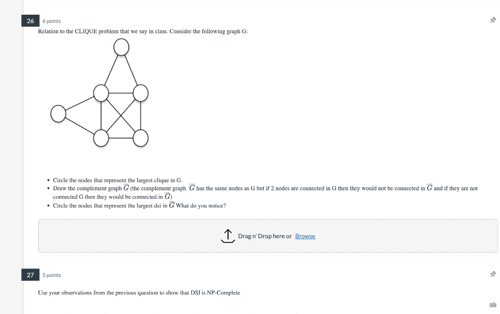 Solved 6 points Relation to the CLIQUE problem that we say | Chegg.com