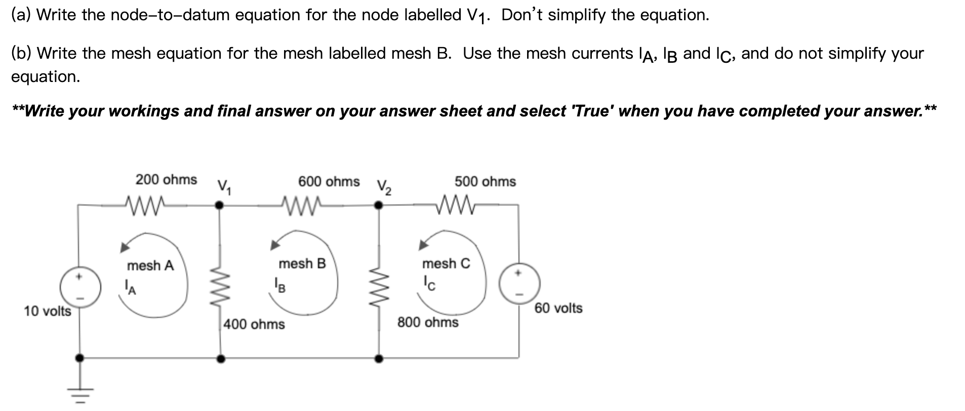 Solved (a) Write the node-to-datum equation for the node | Chegg.com